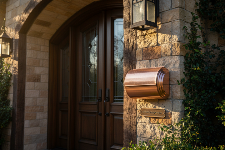 Unique Brushed Copper Mailbox | Handmade Distinctive Design Flush Mount ...