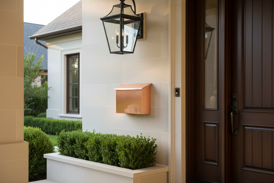 Large Brushed Copper Mailbox | Extra-Wide 14" Flush Mount for Maximum ...