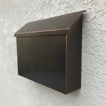 Large Dark Patina Copper Mailbox | Extra-Wide 14" Rustic Flush Mount ...