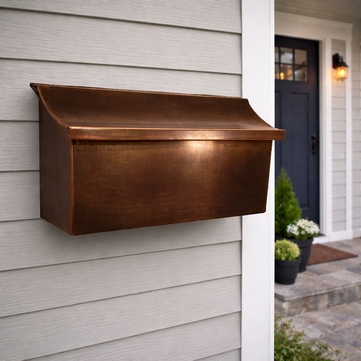 Flush Mount Patina Copper Mailbox | CU-COPPER DESIGN